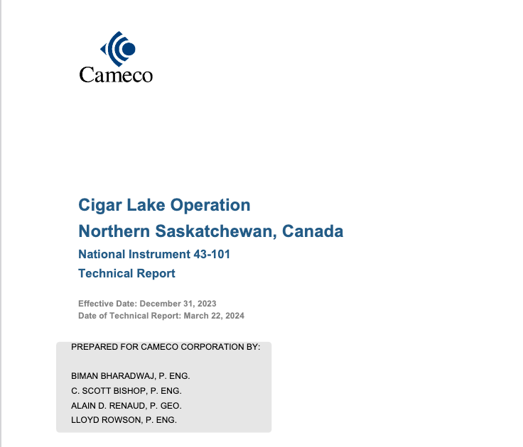 Cigar Lake 2023 Technical Report | Cameco